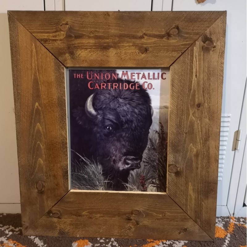 Tableau western plaque émaillée Bison